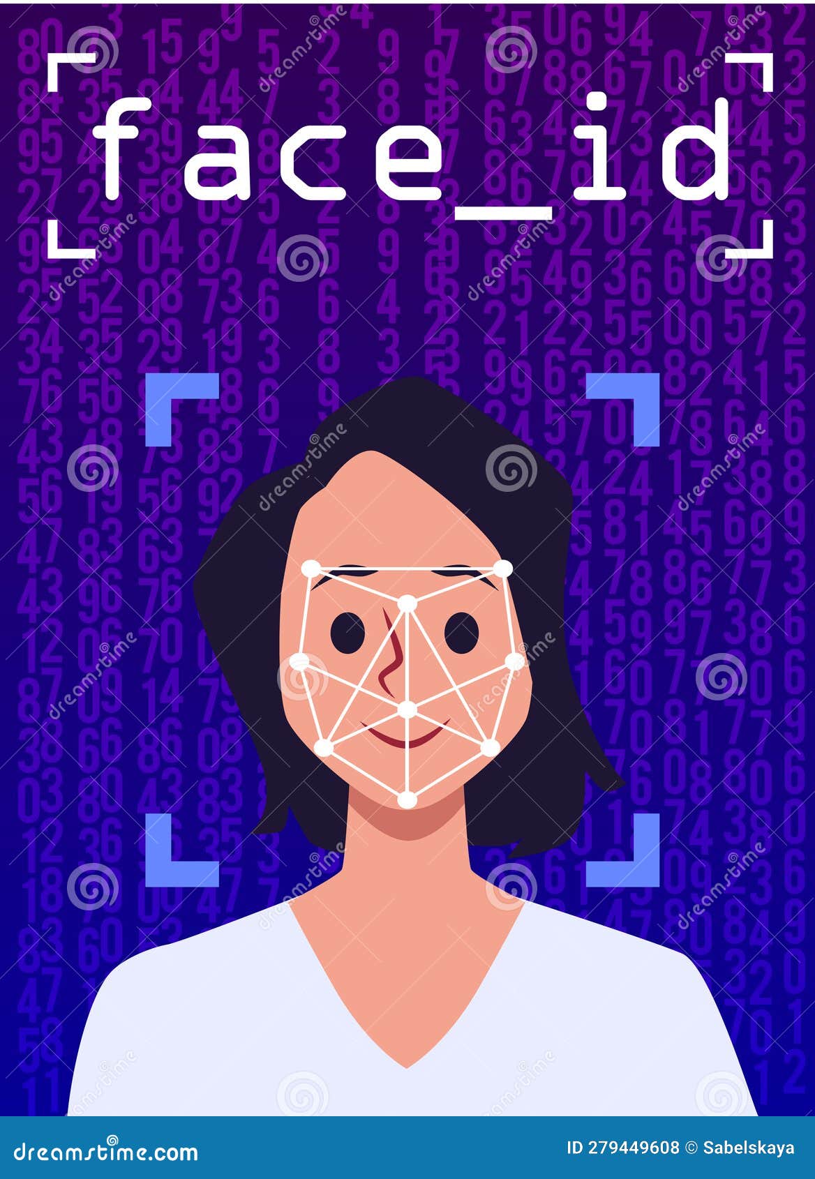 Face ID or Face Recognition Biometric Identification Options Vector ...