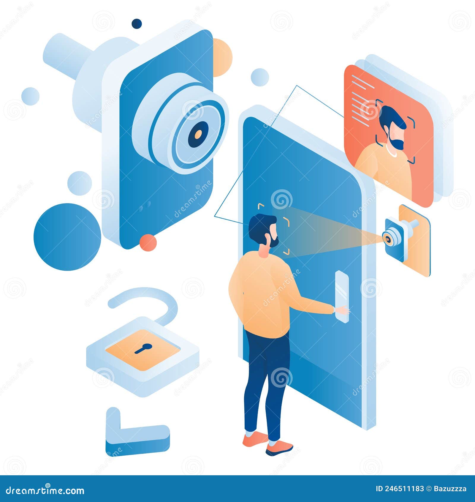 Face ID Recognition Data Security Vector Design Stock Vector ...