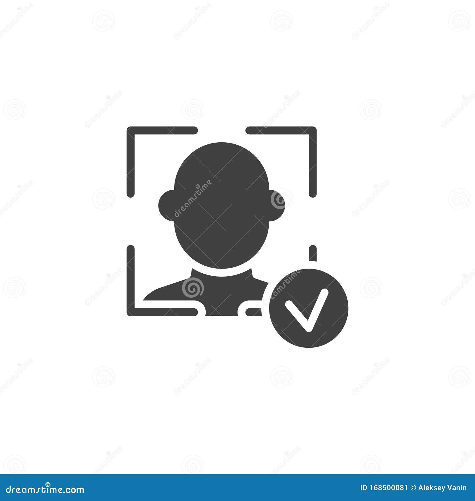 Face ID Scanner with Check Mark Vector Icon Stock Vector - Illustration ...