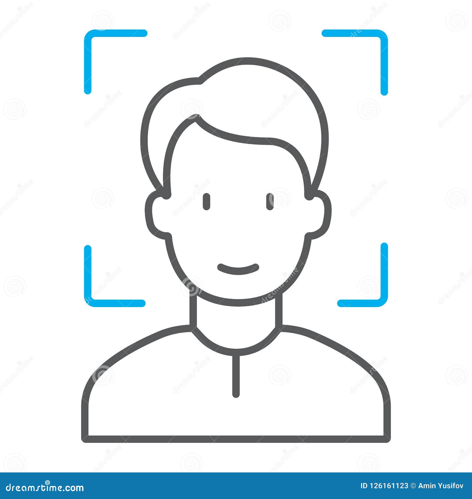 Face ID Thin Line Icon, Face Recognition Stock Vector - Illustration of ...