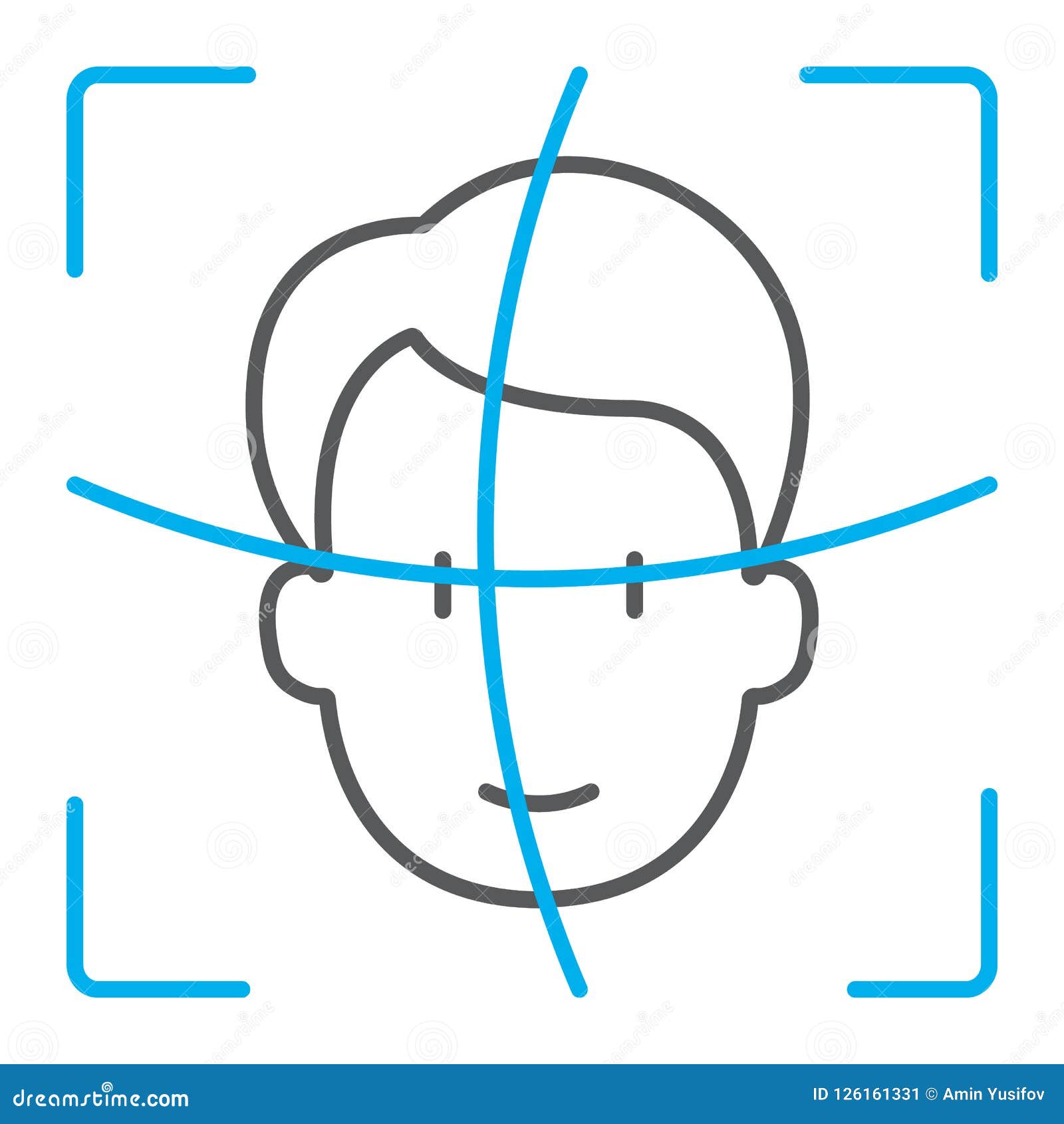 Face ID Thin Line Icon, Face Recognition Stock Vector - Illustration of ...