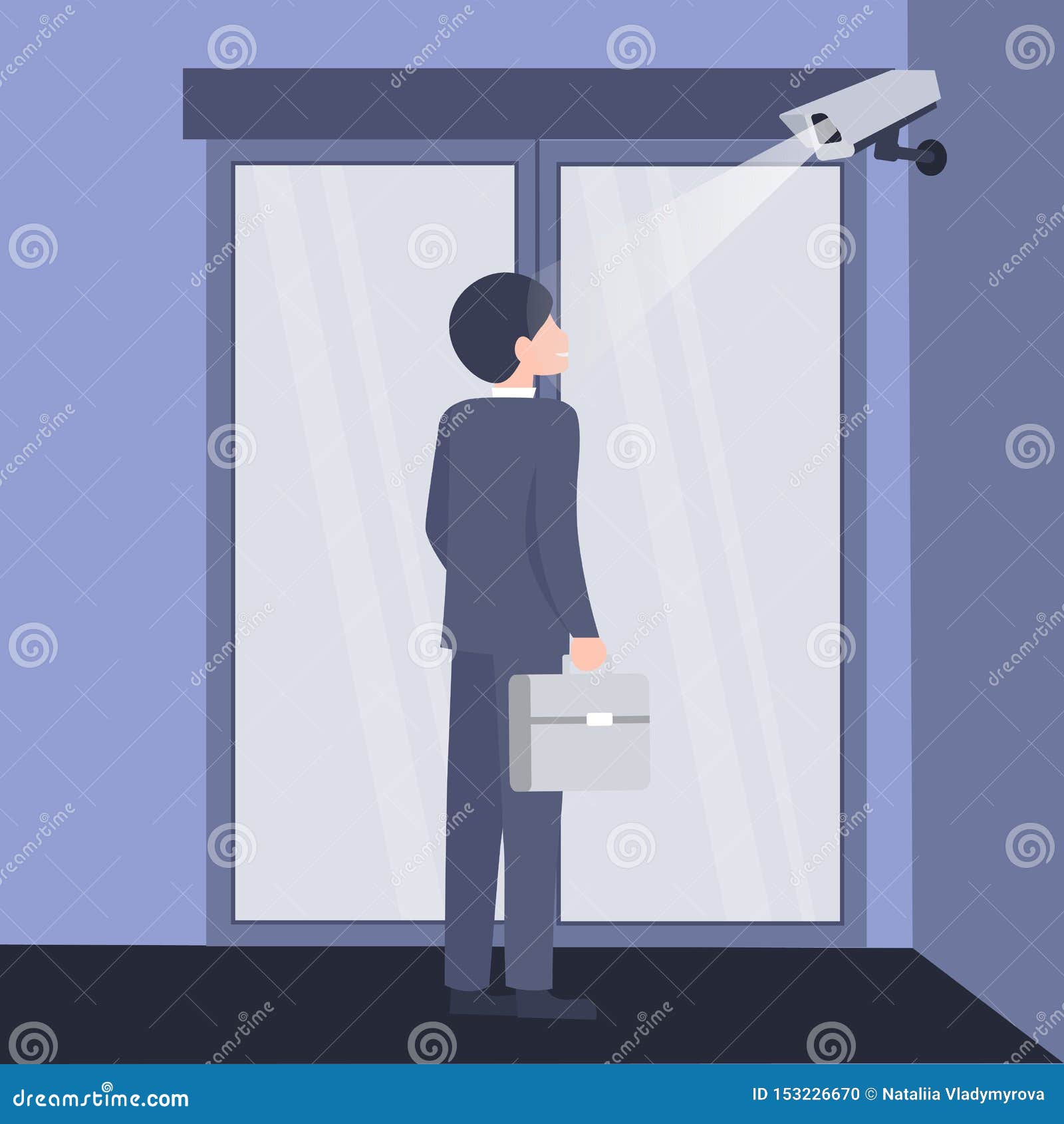 Face Identification Security, Camera at the Input Stock Vector ...