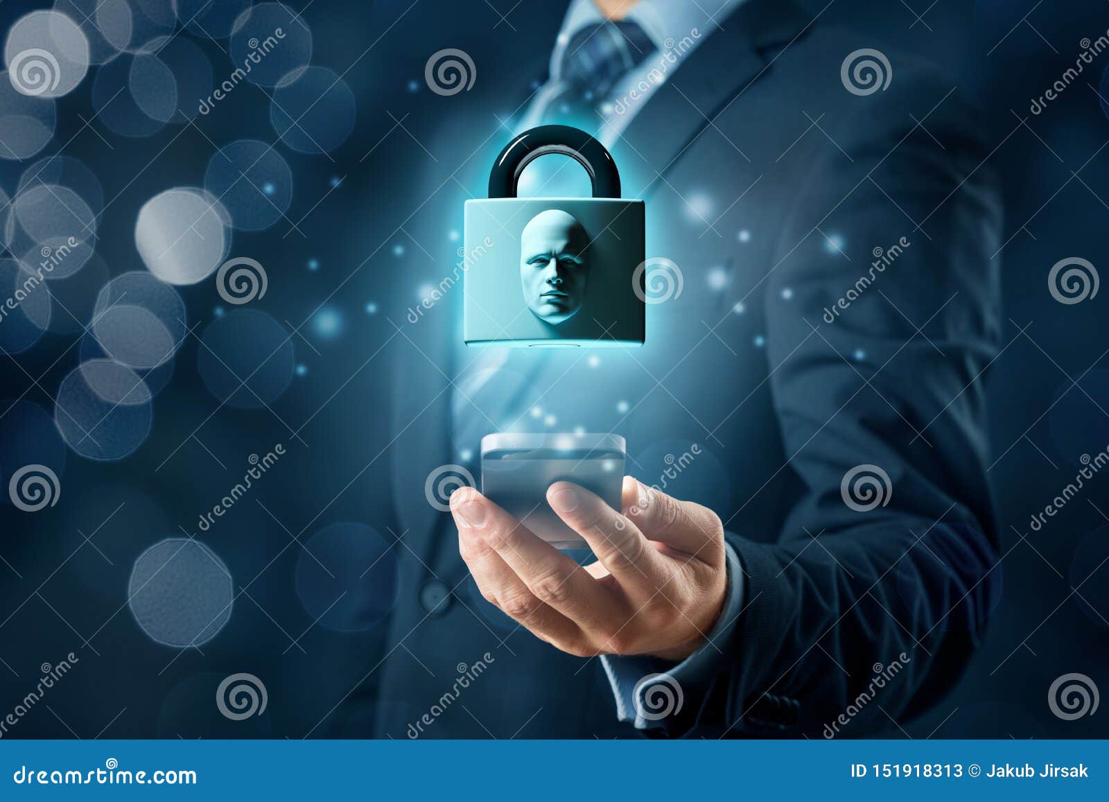 Face Identification Smart Phone Unlock Stock Image - Image of person ...
