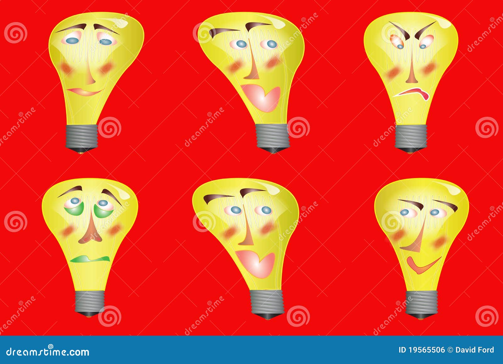 Light Bulb Face Illustration Stock Illustration - Illustration of shock ...