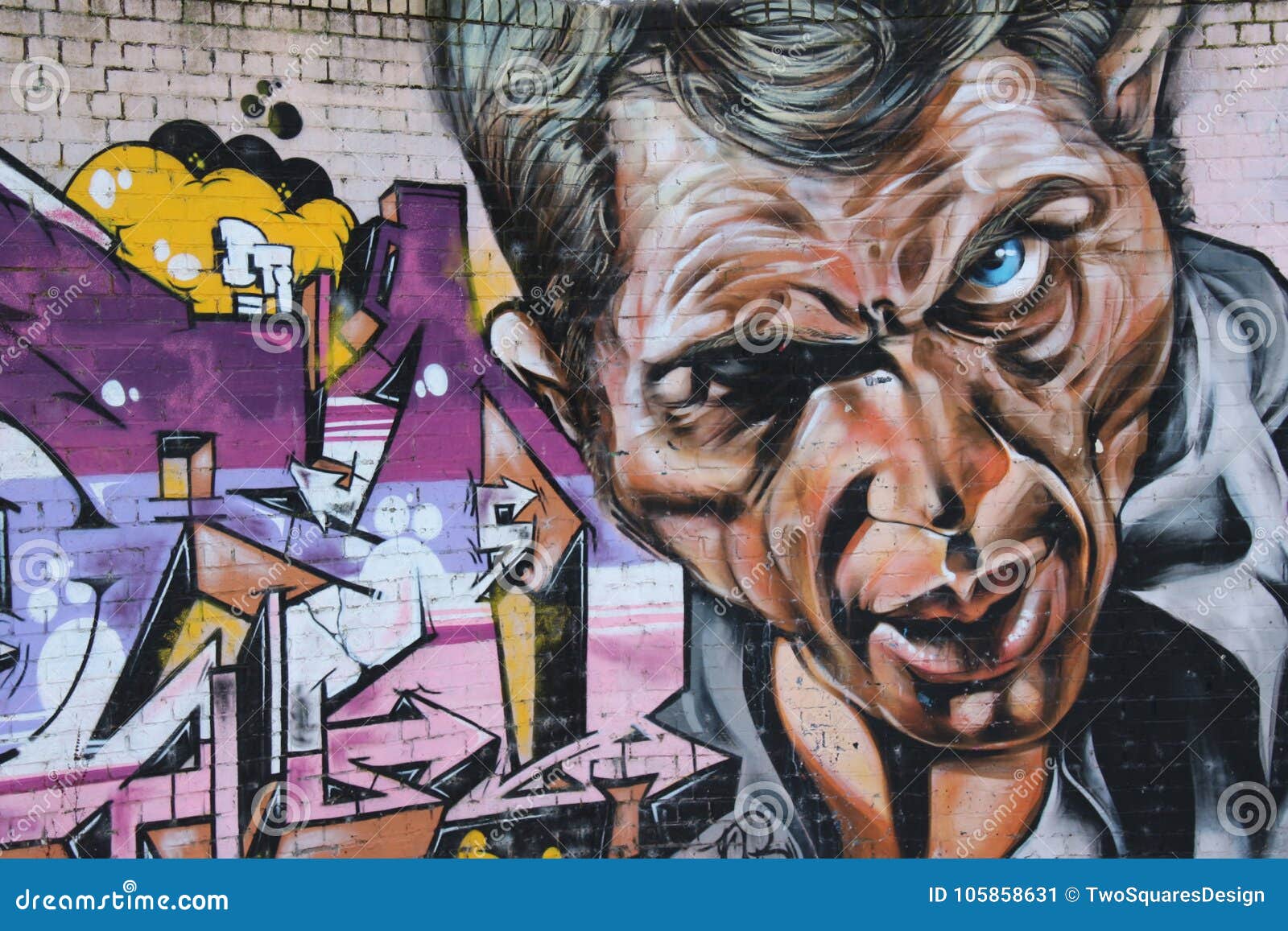 A graffiti, Face of man. editorial photo. Image of alone - 105858631