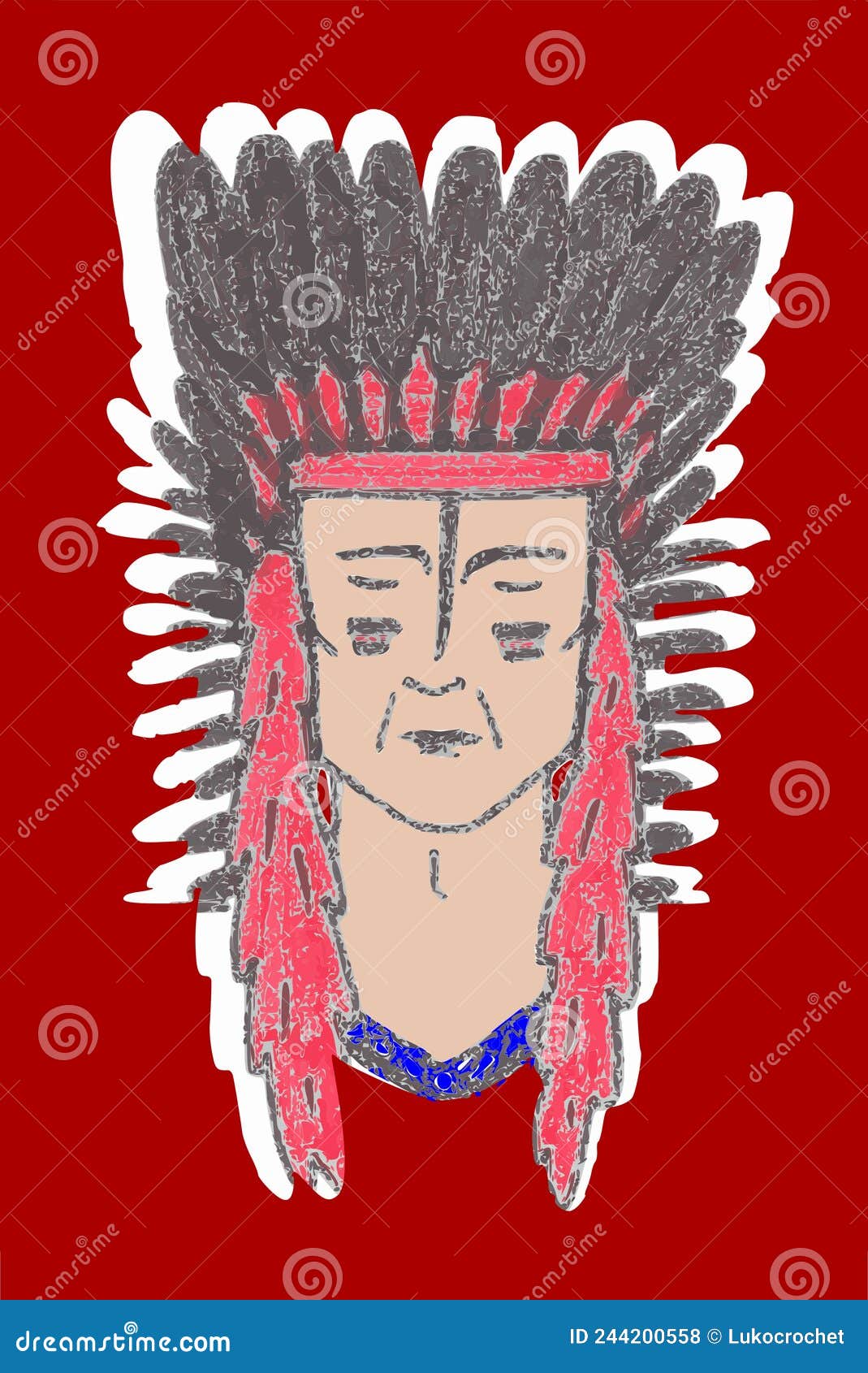 Face of an Indian chief. stock vector. Illustration of chief - 244200558