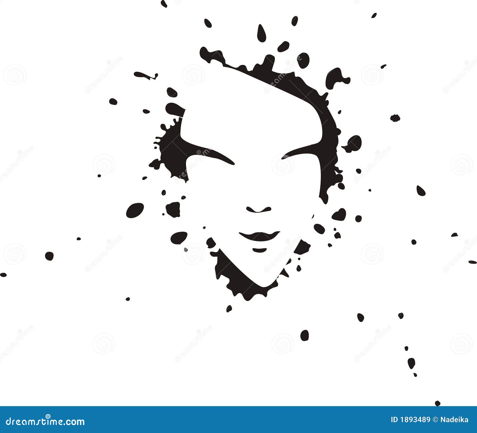 Face in ink stock vector. Illustration of patch, stain - 1893489