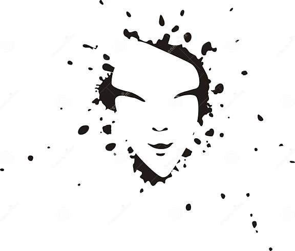 Face in ink stock vector. Illustration of patch, stain - 1893489