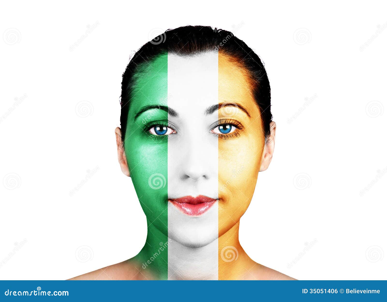 Face with the Ireland flag stock photo. Image of elegance - 35051406
