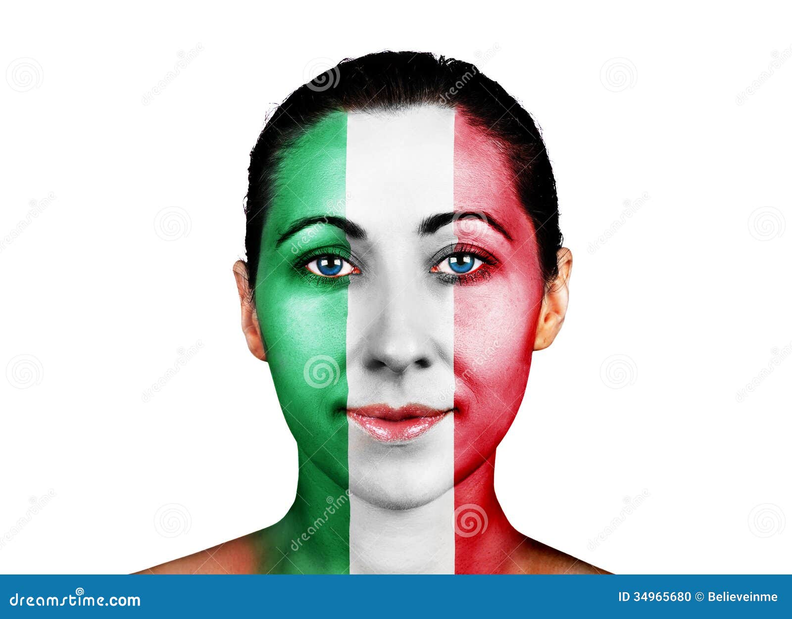 Face with the Italy flag stock photo. Image of attractive - 34965680
