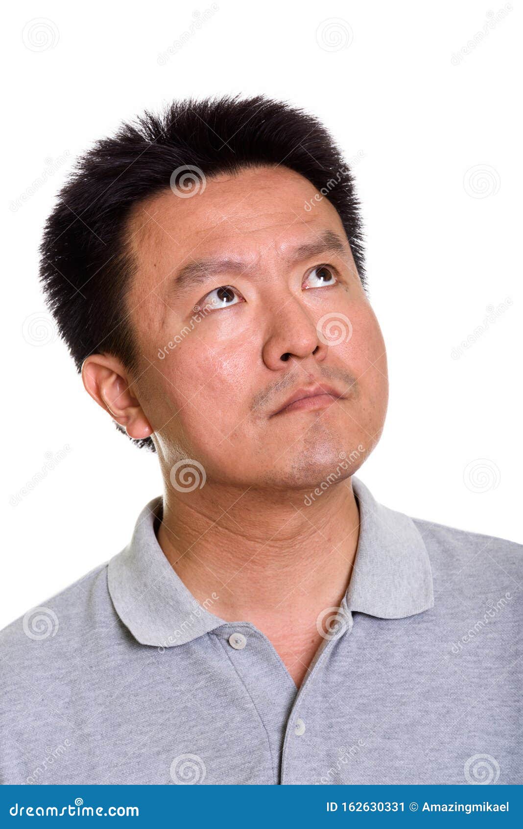 Studio Shot of Japanese Man Isolated Against White Background Stock ...