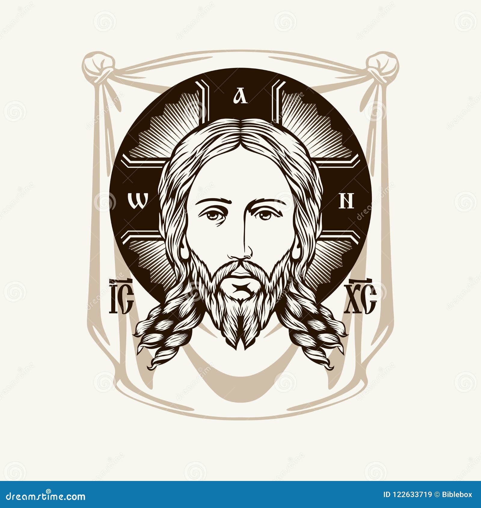 Jesus Face Silhouette Logo, Art Vector Design | CartoonDealer.com ...