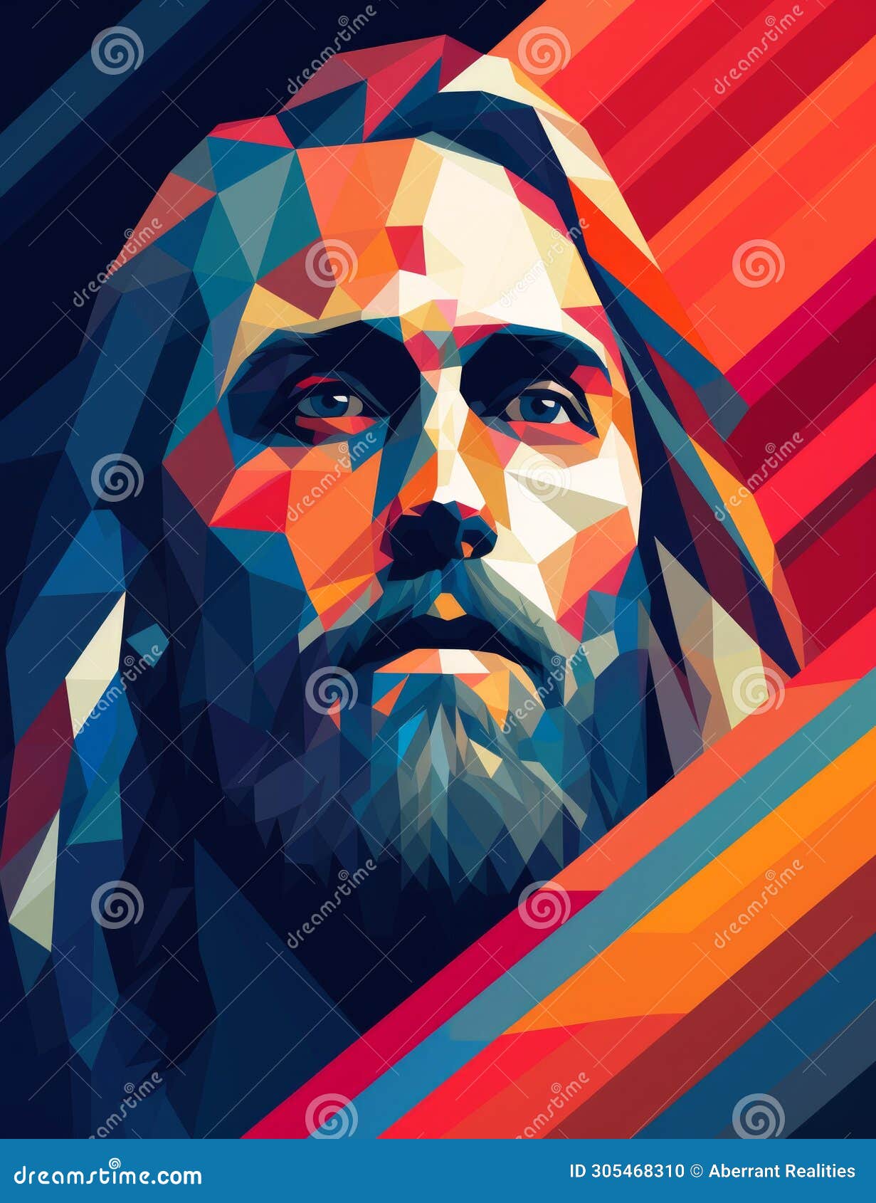 The Face of Jesus is Shown in an Abstract Style Stock Illustration ...