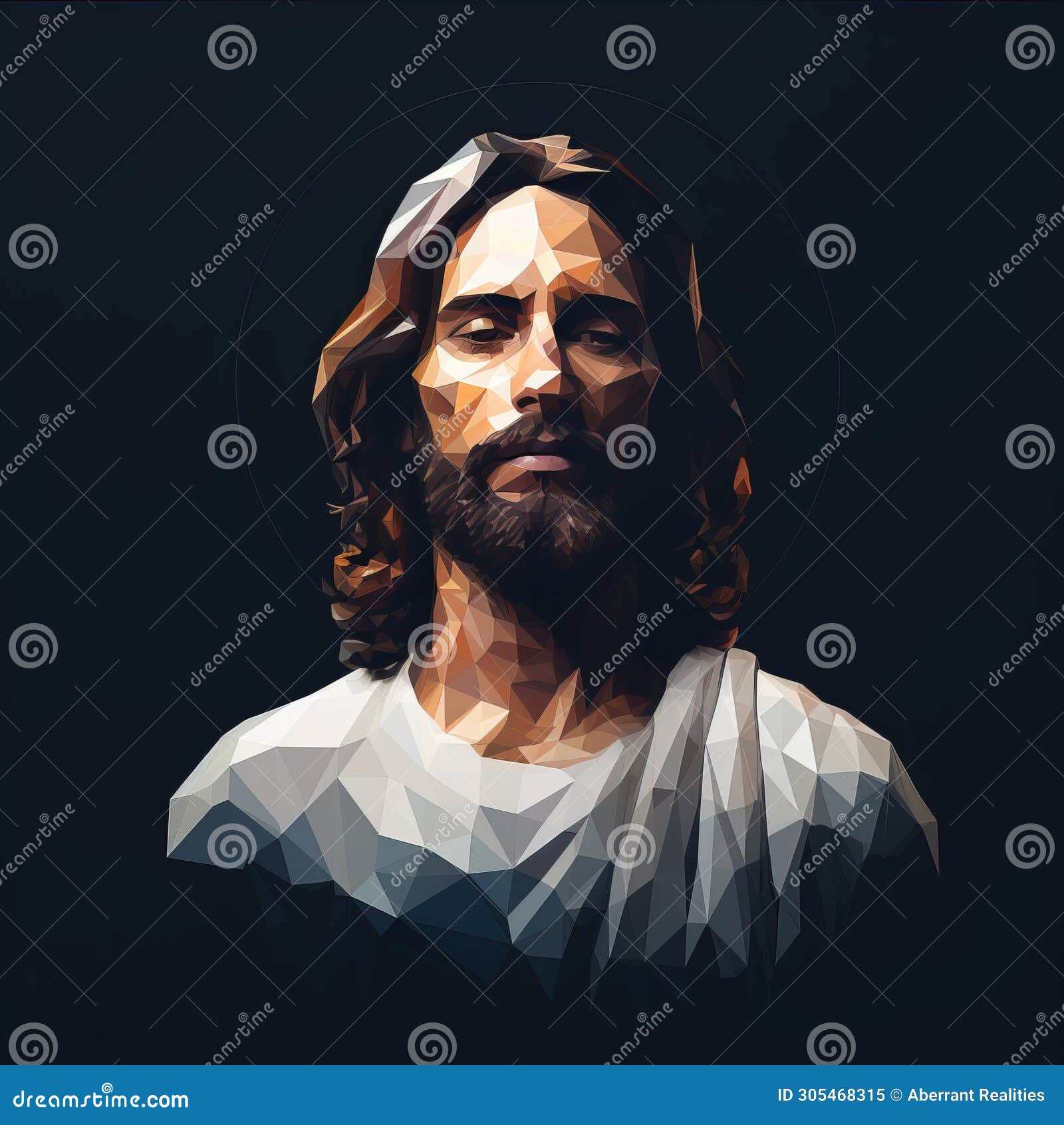 The Face of Jesus is Shown in Low Polygonal Style Stock Illustration ...