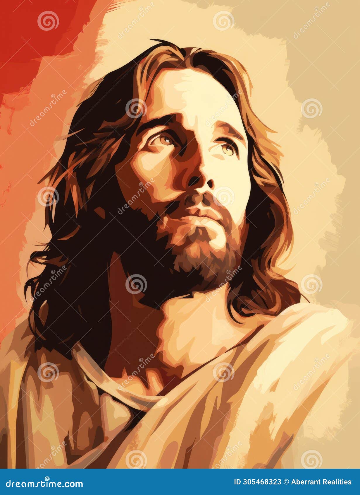 The Face of Jesus is Shown in this Painting Stock Illustration ...