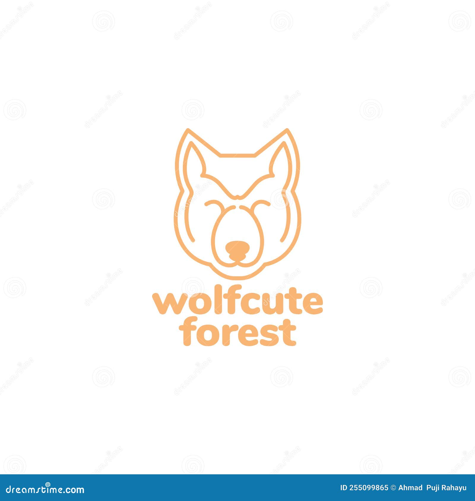 Face Kawaii Wolf Logo Design Stock Vector - Illustration of character ...