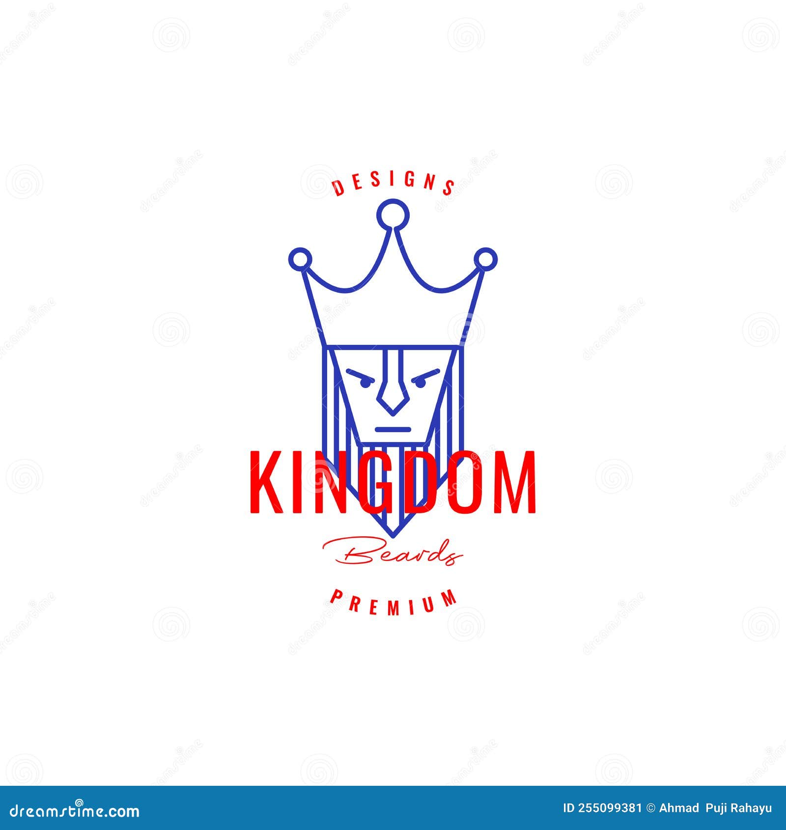 Face King Crown with Beard Vintage Logo Design Stock Vector ...