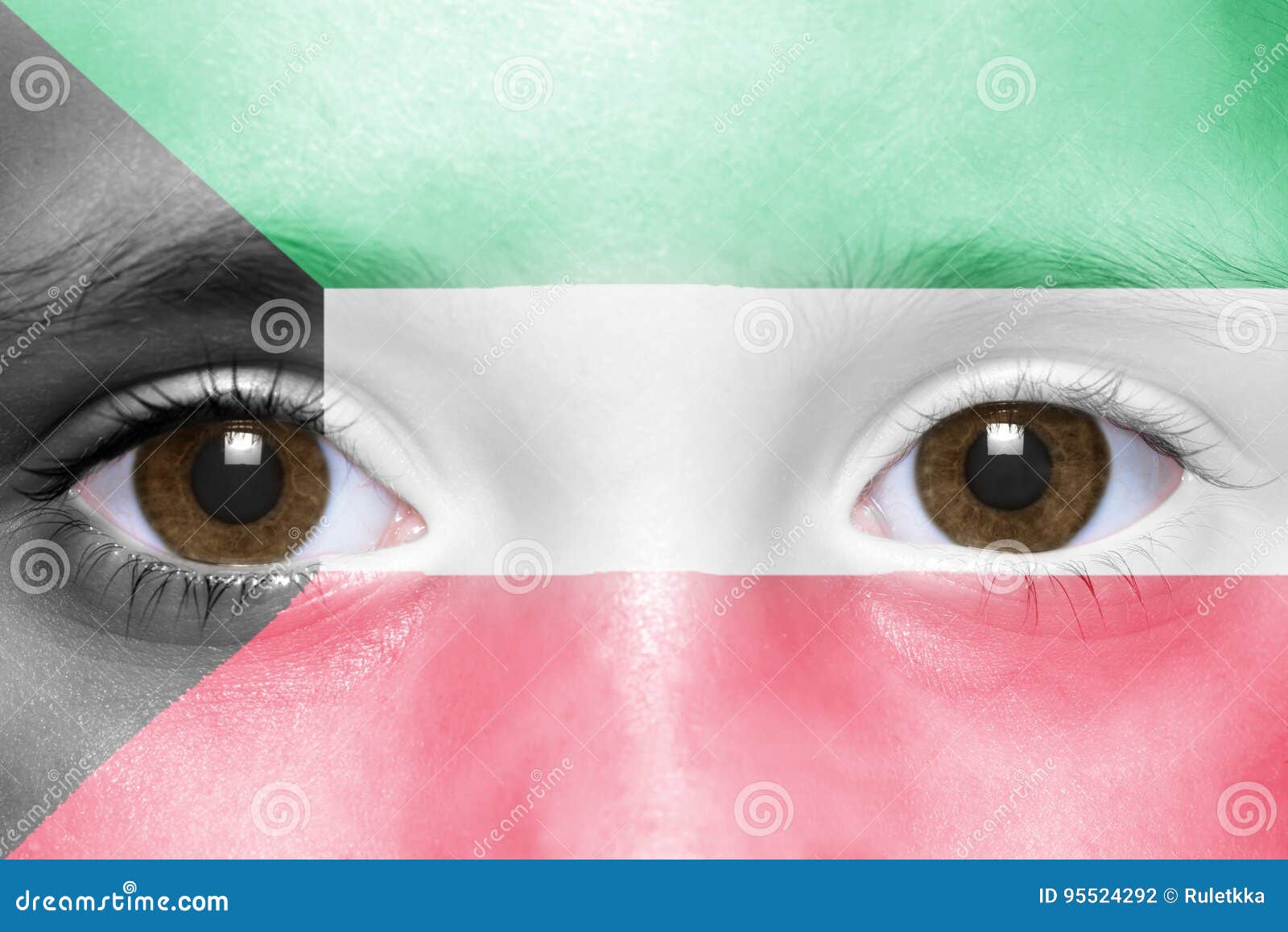 Face with kuwait flag stock photo. Image of flag, cool - 95524292