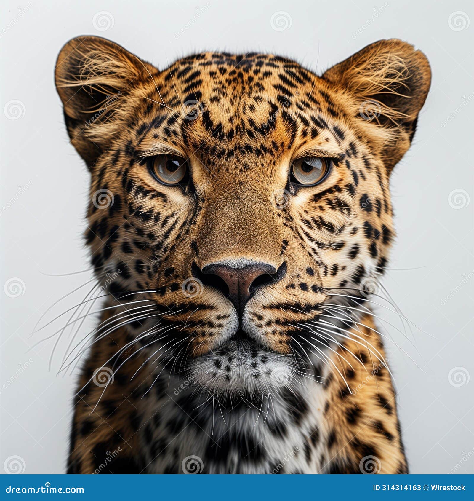 The Face of a Leopard in Front of a White Background Stock Image ...
