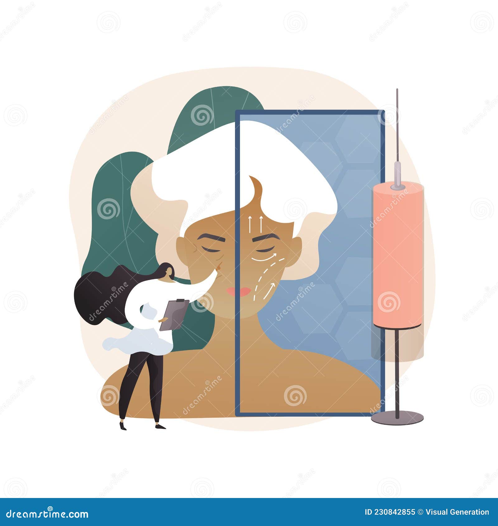 Face Lifting Abstract Concept Vector Illustration. Stock Illustration ...