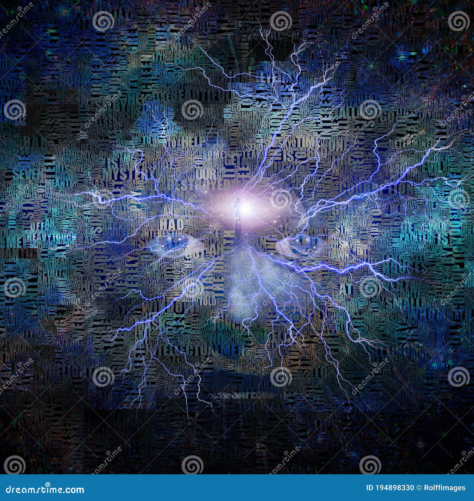 Face with Lightnings in a Deep Space Stock Illustration - Illustration ...