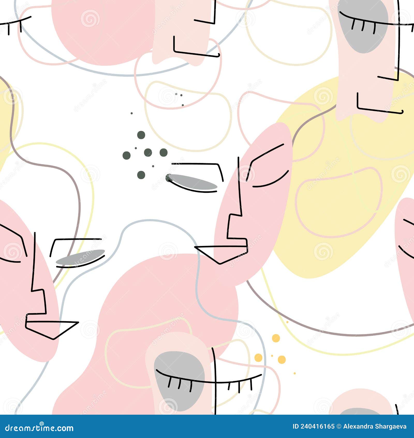 Face Line Pattern Abstract Drawing Seamless Print Stock Vector ...