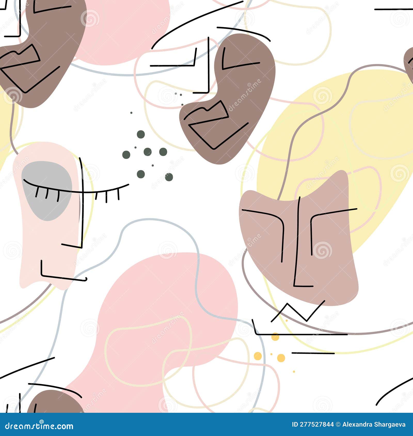 Face Line Pattern Abstract Drawing Seamless Print Stock Vector ...