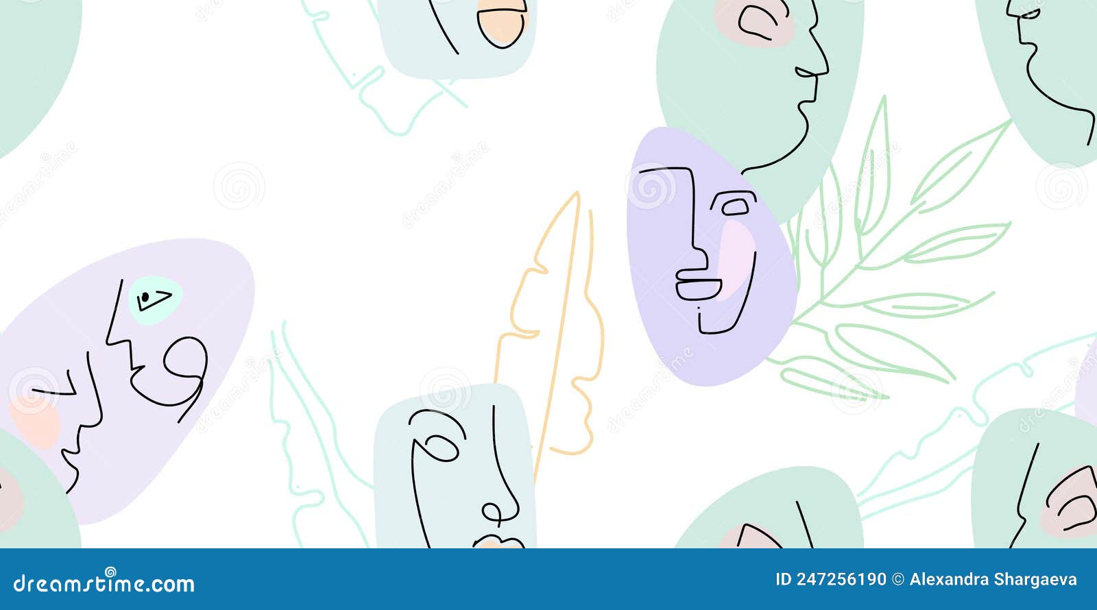 Face Line Pattern. Minimal Art One Line Drawing Stock Vector ...