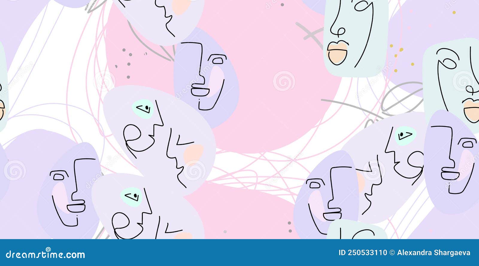 Face Line Pattern. Minimal Art One Line Drawing Stock Vector ...