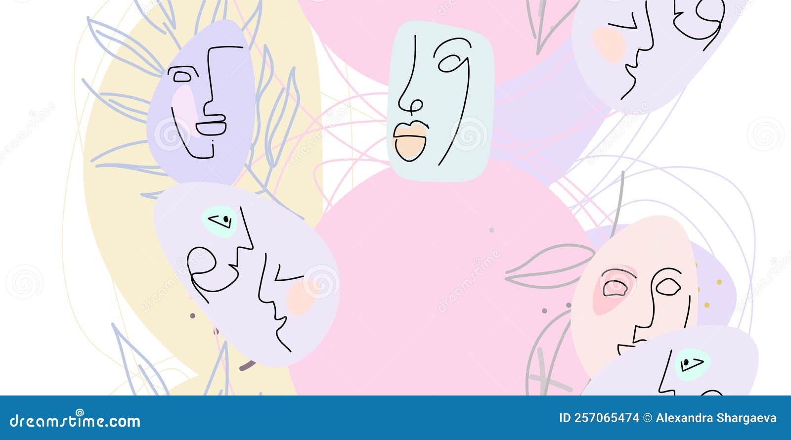 Face Line Pattern. Minimal Art One Line Drawing Stock Vector ...