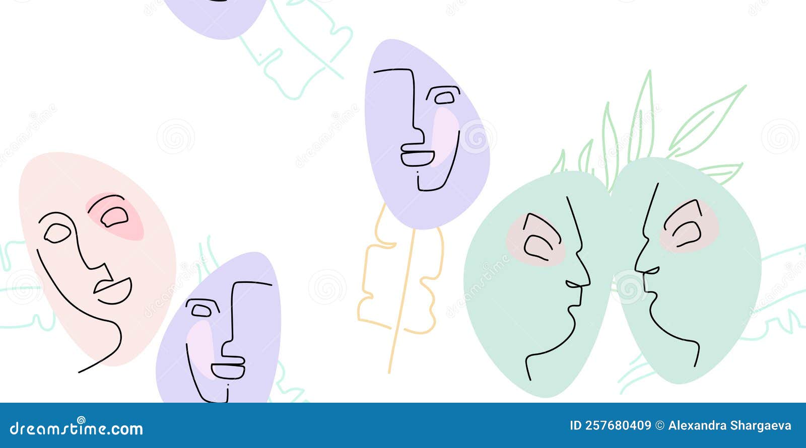 Face Line Pattern. Minimal Art One Line Drawing Stock Vector ...