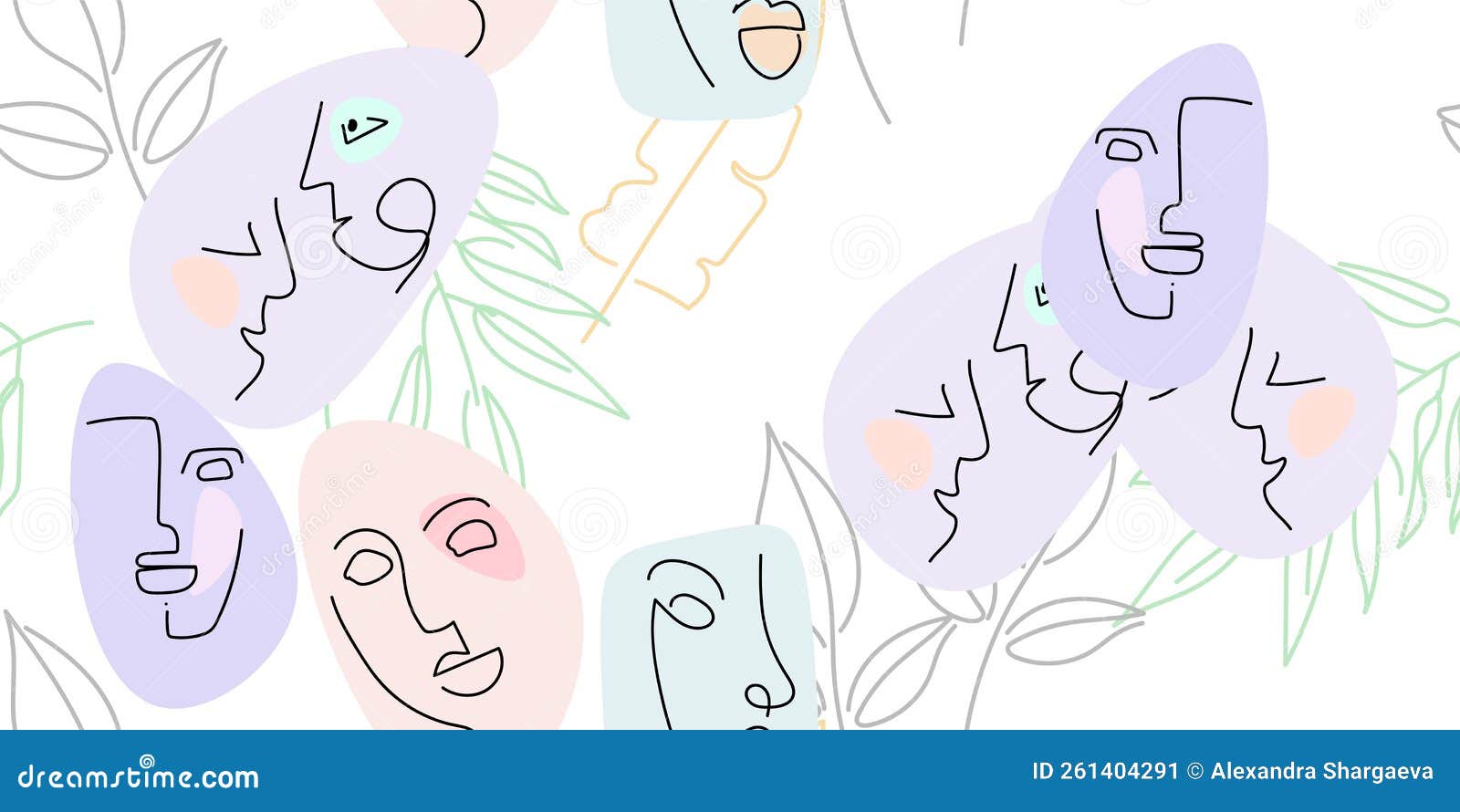 Face Line Pattern. Minimal Art One Line Drawing Stock Vector ...