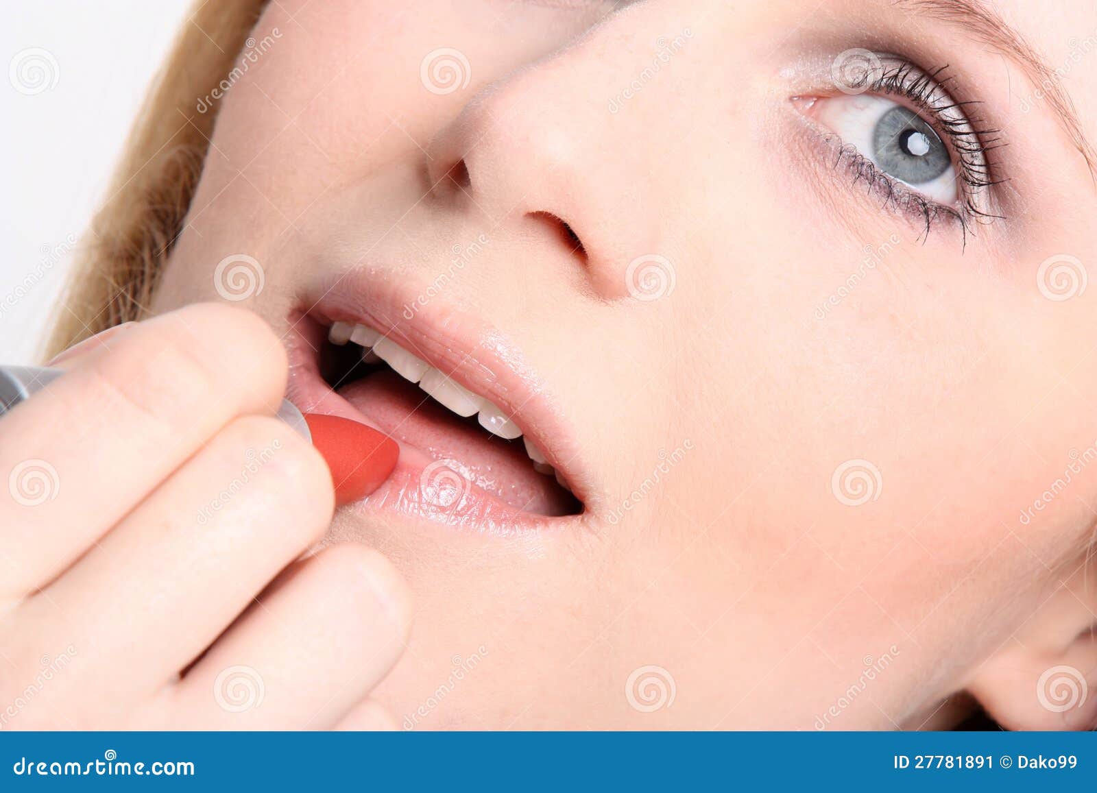 Face with lipstick stock image. Image of feminine, person - 27781891