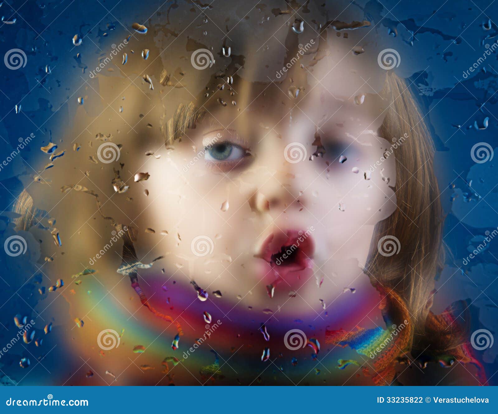 Little Girl Behind Dewy Window Stock Photos - Free & Royalty-Free Stock ...