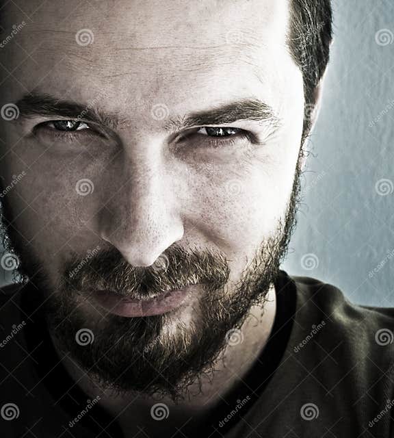 Face of Looking Man with Malicious Smile Stock Image - Image of ...