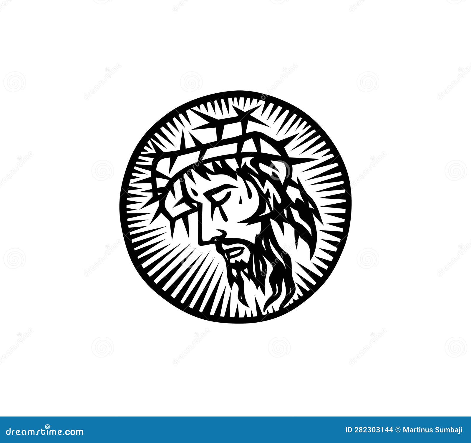 The Face of the Lord Jesus in Circle Light Stock Vector - Illustration ...