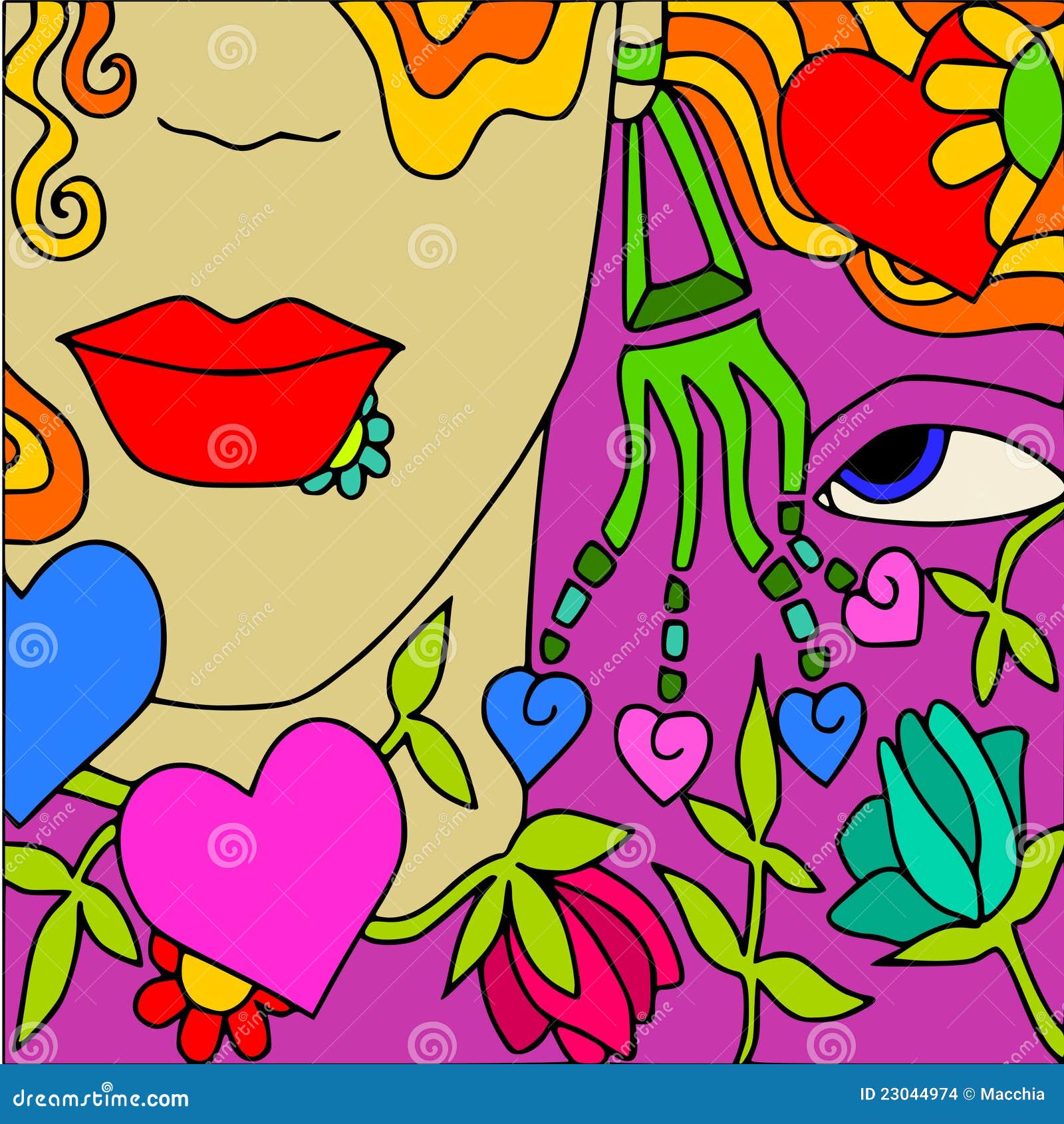 Face love stock illustration. Illustration of symbols - 23044974