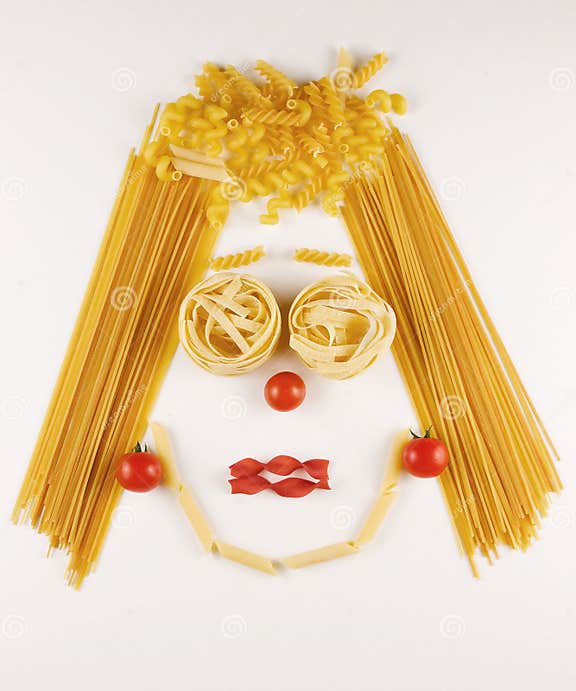Face made with raw pasta stock image. Image of cuisine - 14783761