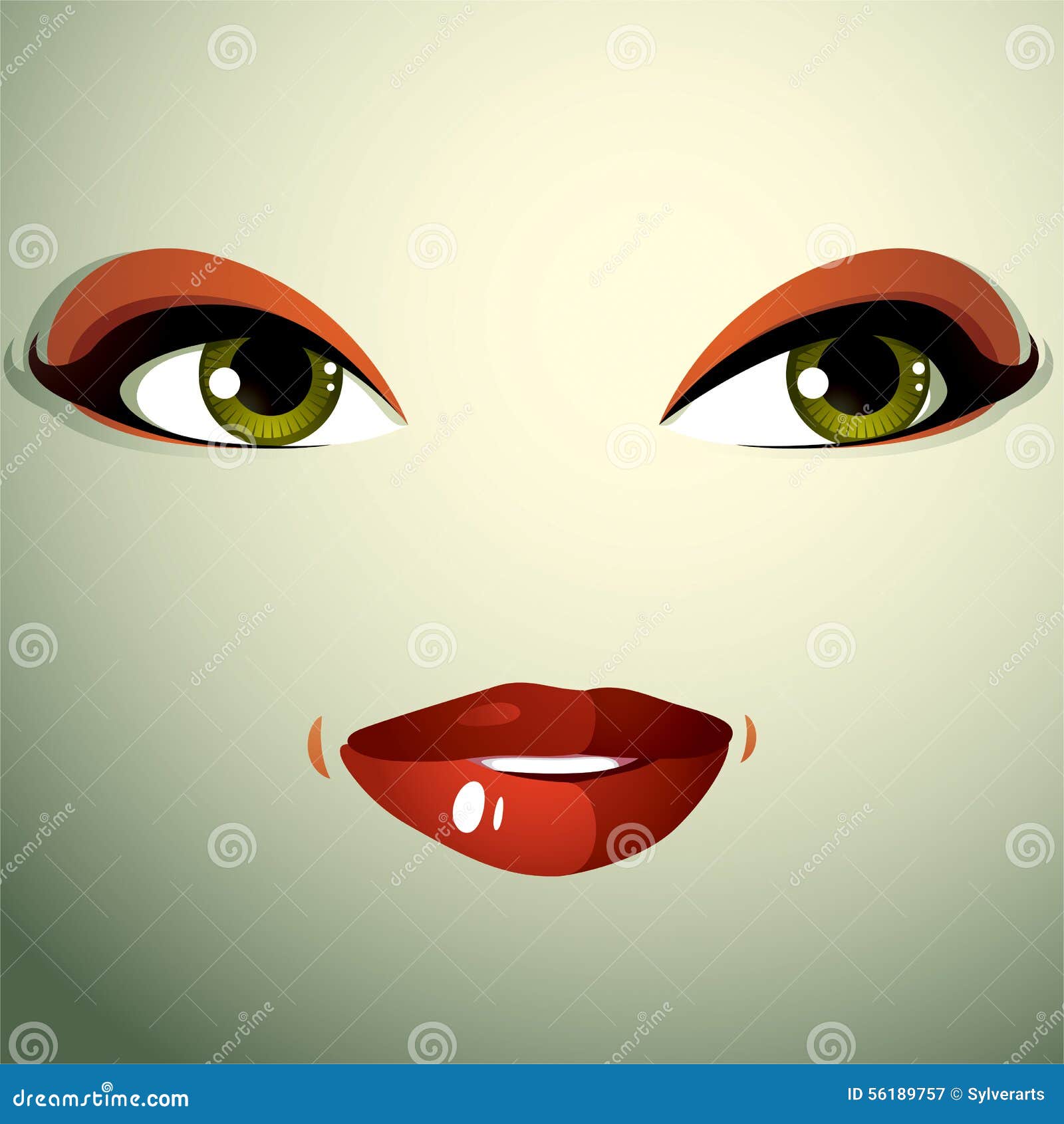 Face Makeup, Lips and Eyes of an Attractive Woman Displaying Hap Stock ...