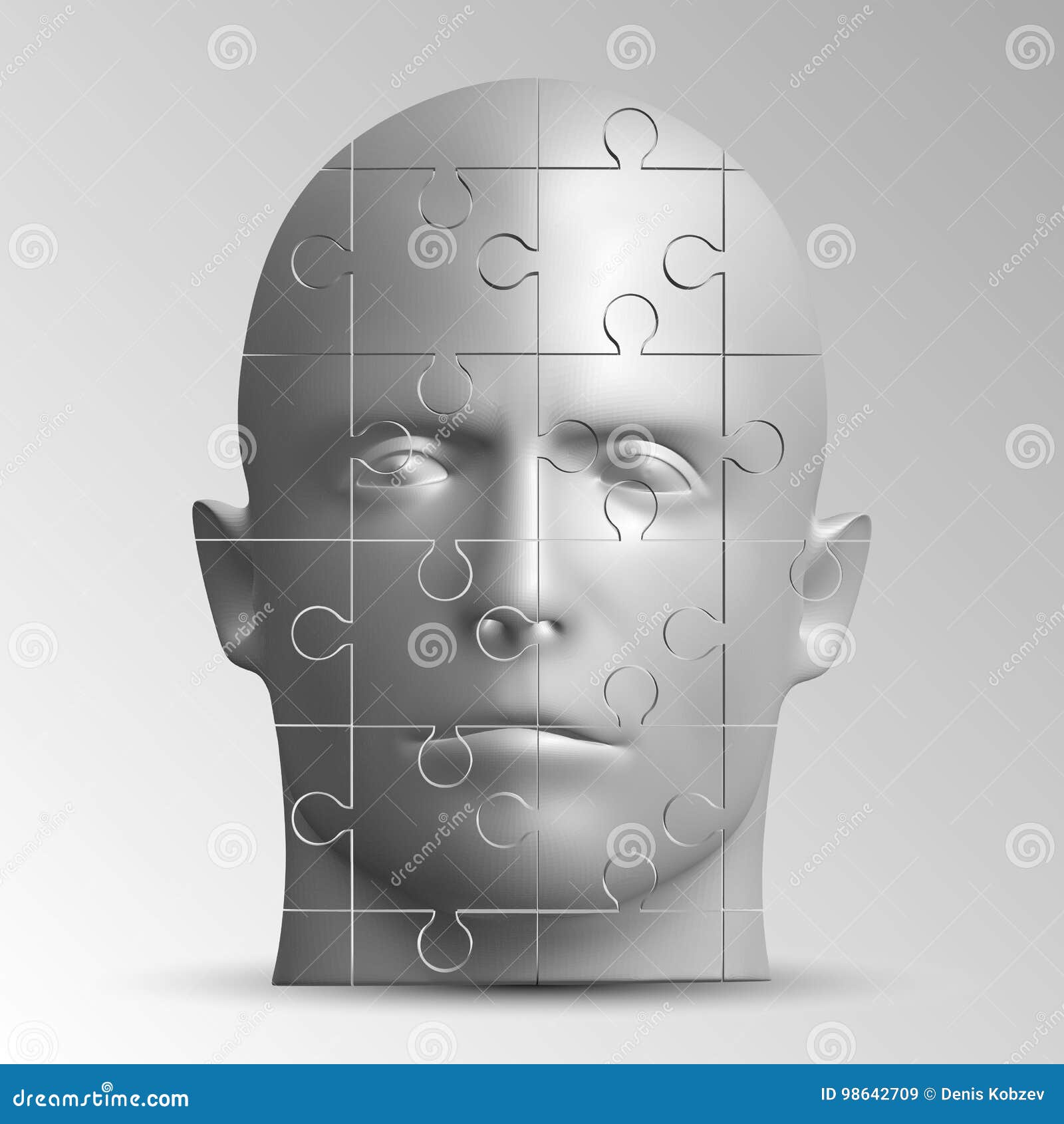 The Face of a Man Consisting of a Puzzle. Vector Illustration of a ...