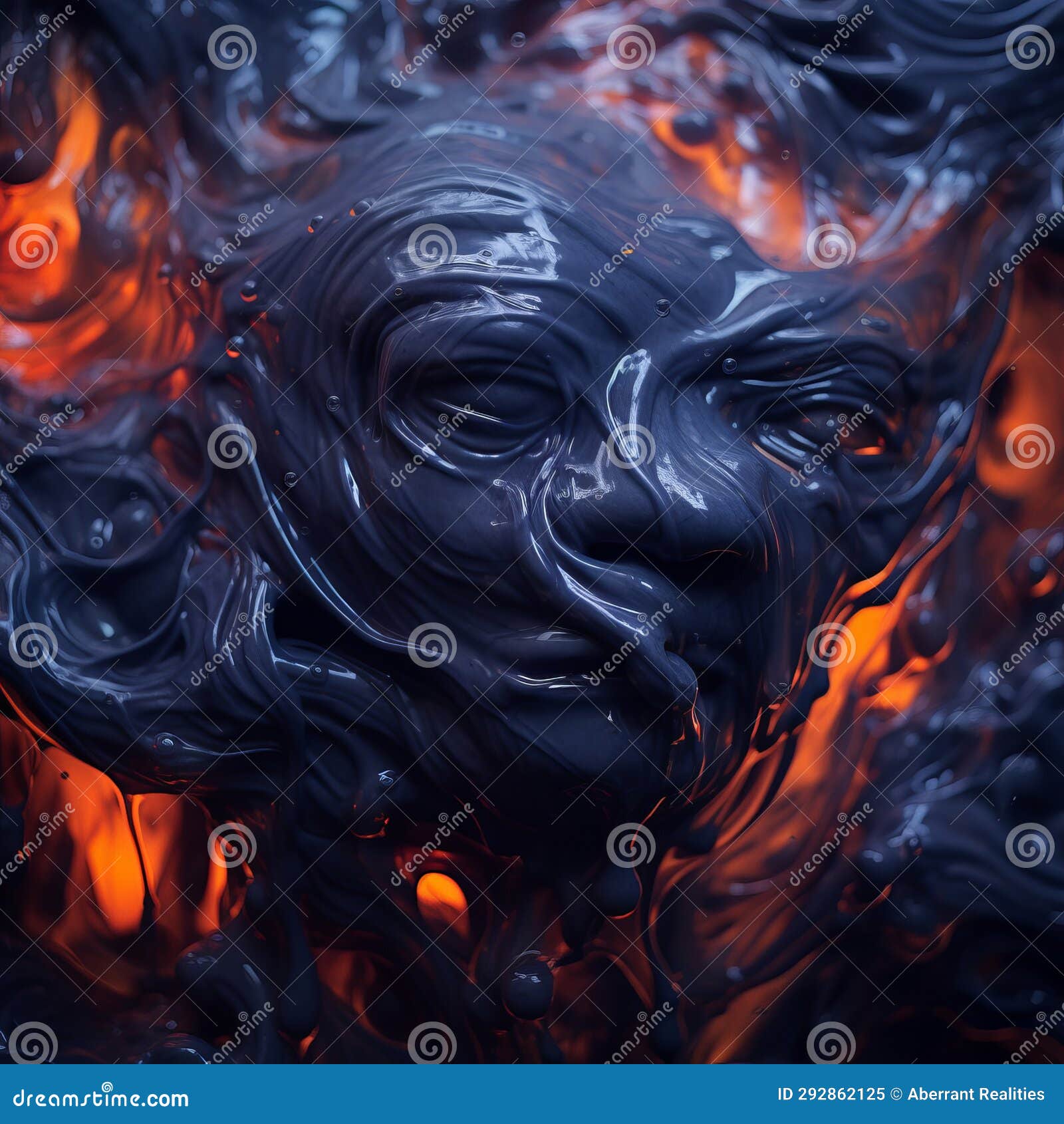 The Face of a Creature is Covered in Black Liquid Stock Illustration ...