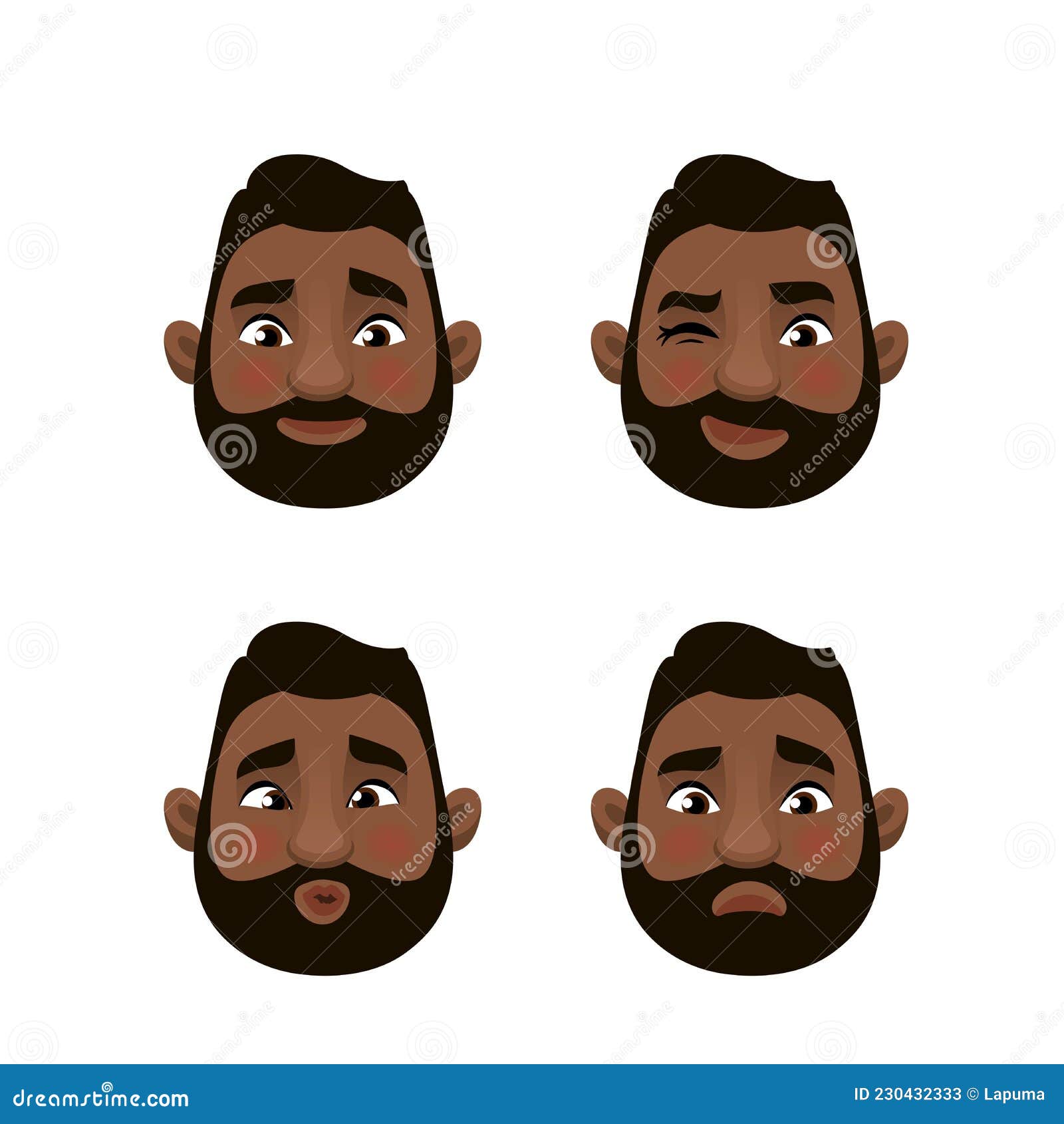 The Face of a Man. Different Emotions. Colored Illustration in a Flat ...
