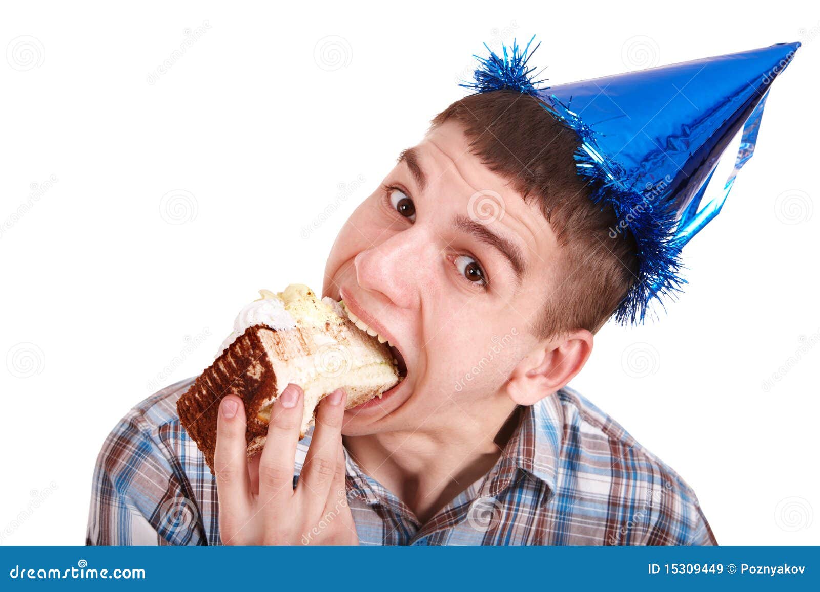 Face of man eating cake. stock image. Image of beautiful - 15309449