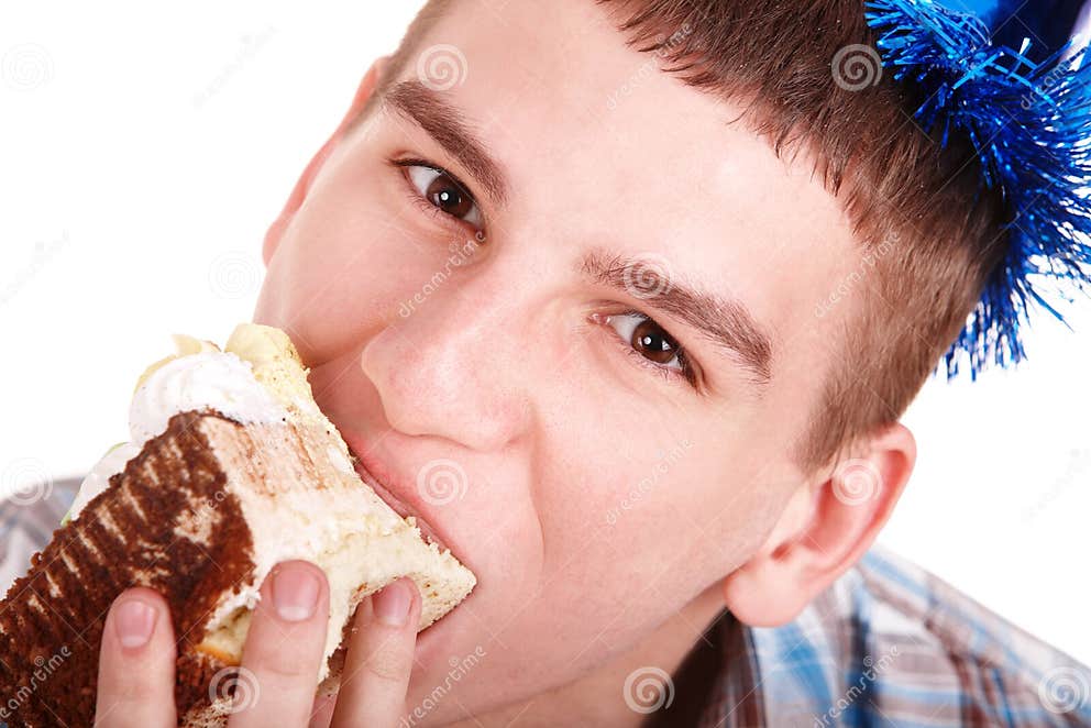 Face of man eating cake. stock photo. Image of male, enjoy - 16991268
