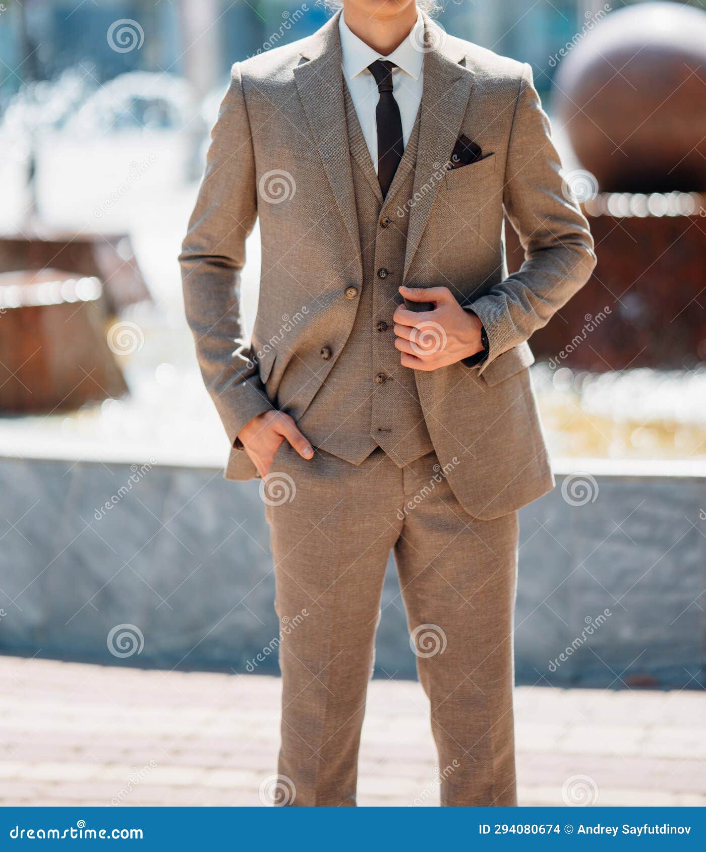 Without a Face. a Man in a Light-colored Three-piece Suit. Stock Photo ...