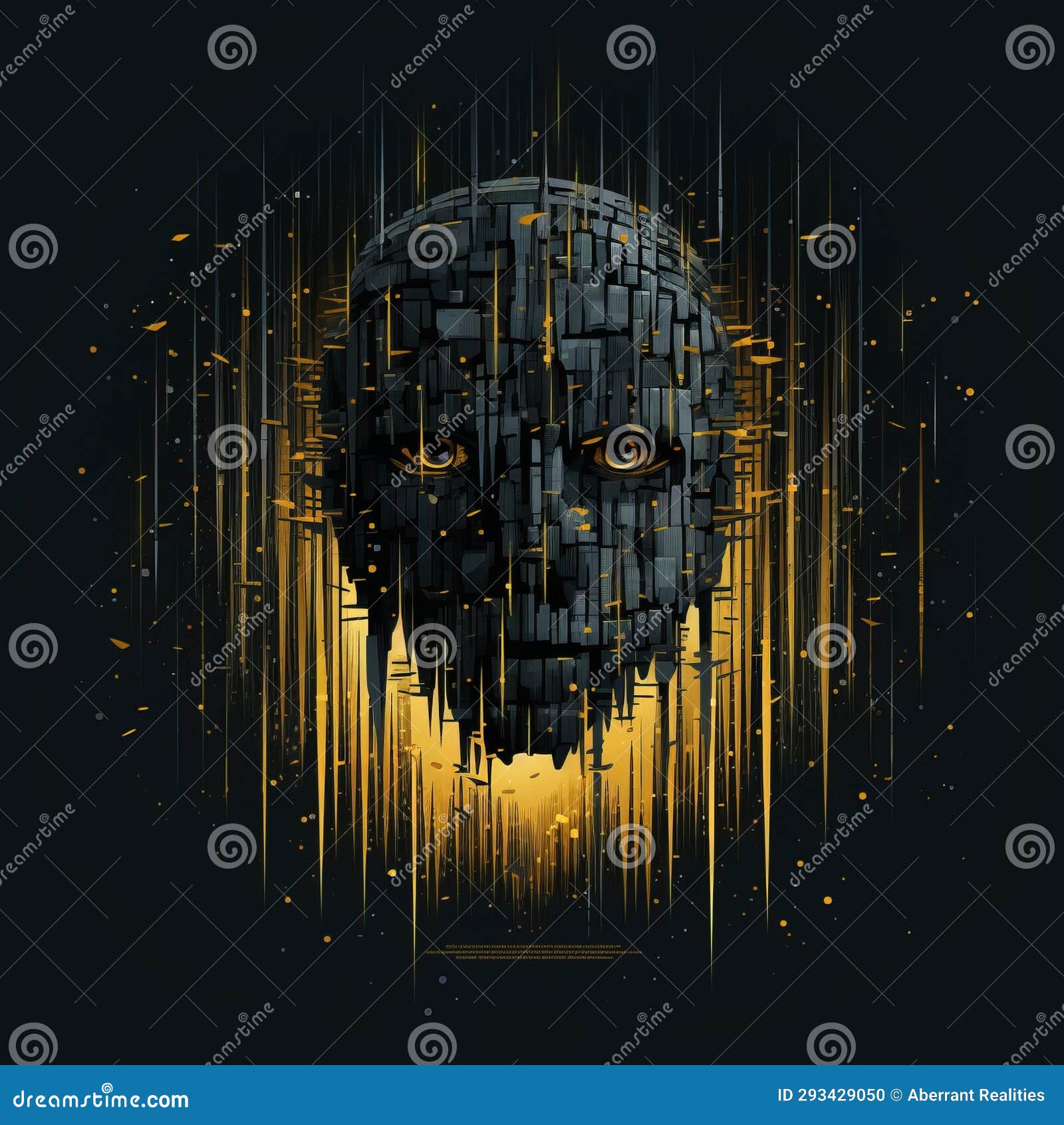 The Face of a Man is Made Out of Blocks Stock Illustration ...
