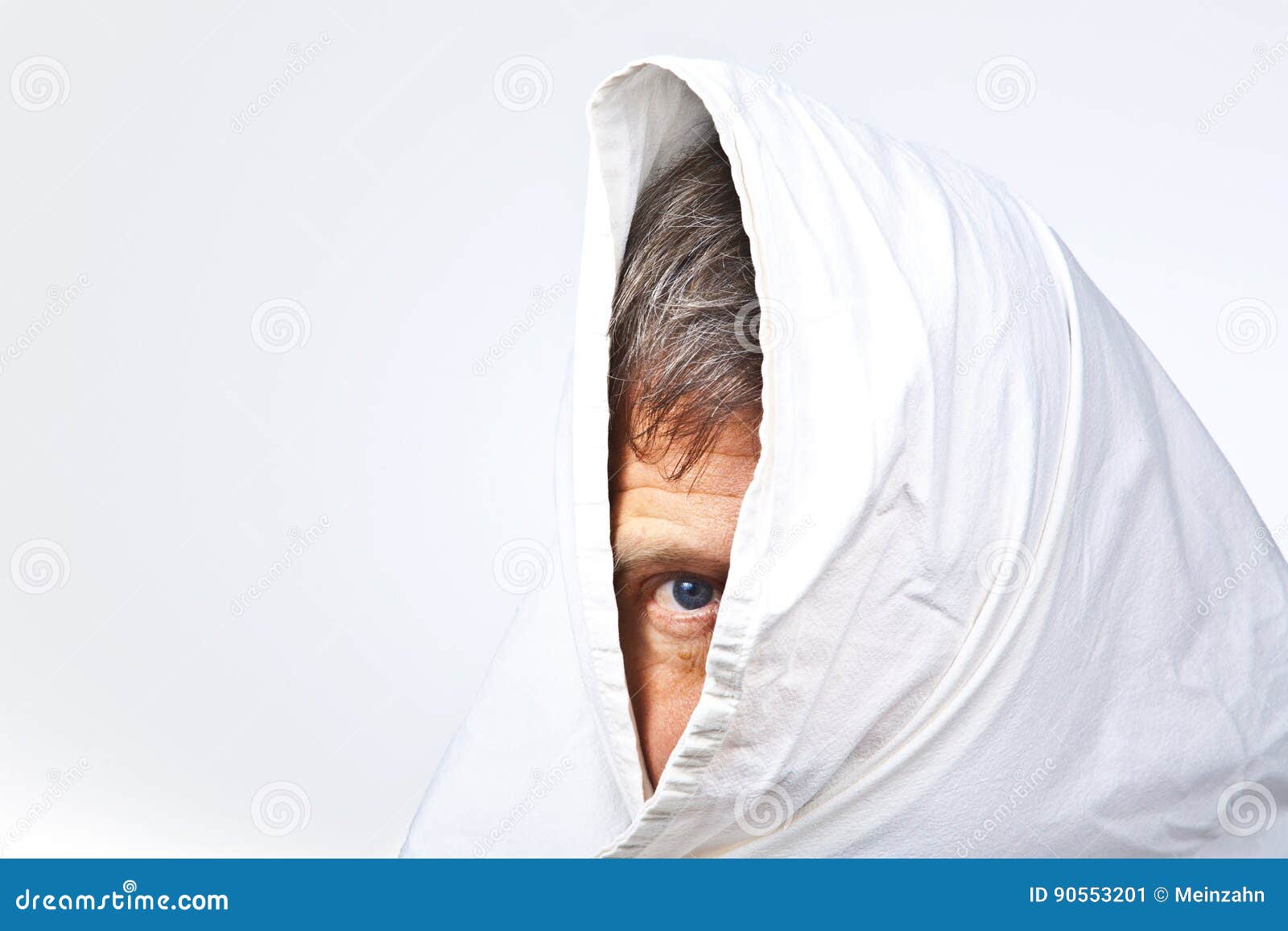 Face of Man Partially Covered Stock Image - Image of fifty, linen: 90553201