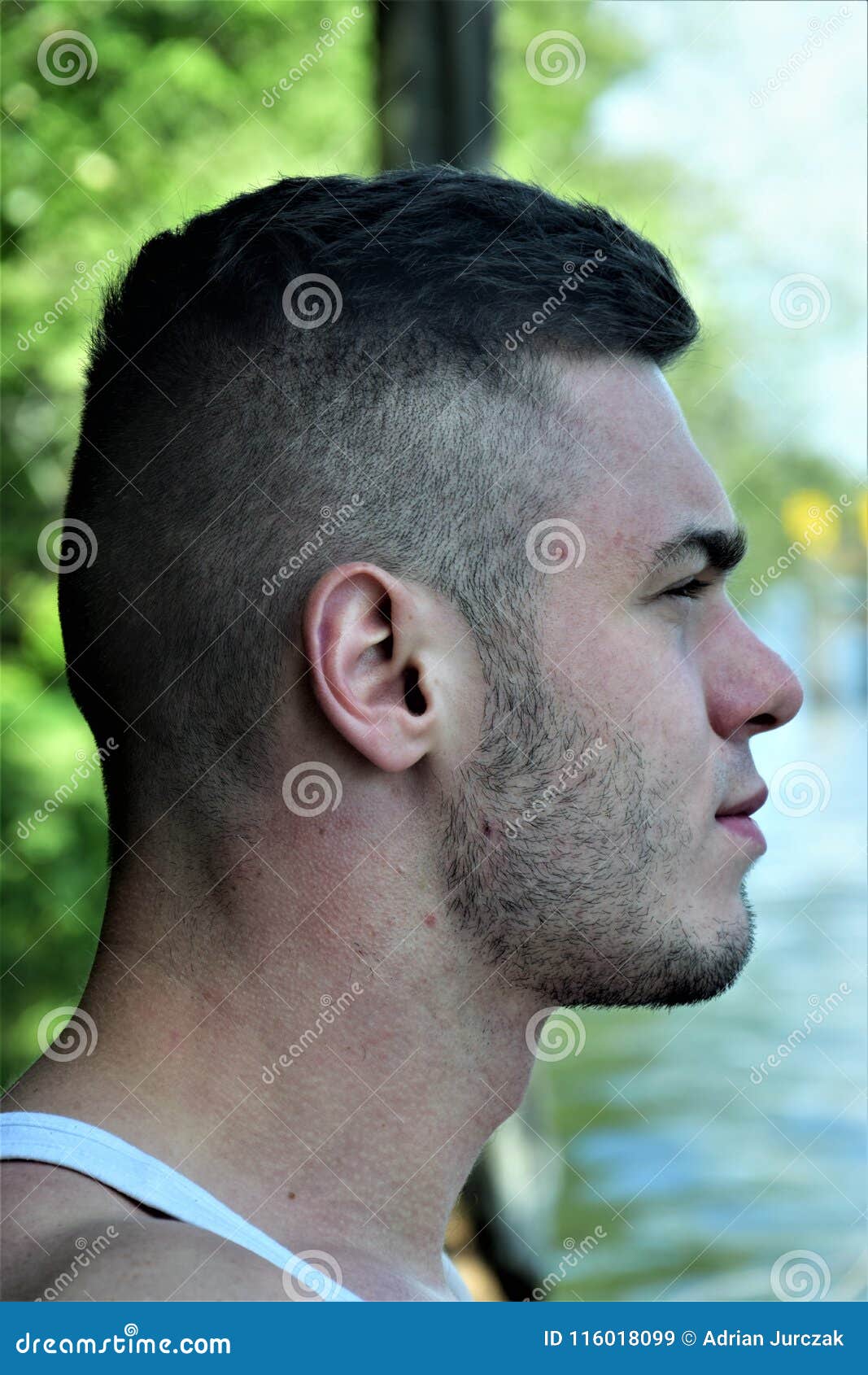Face of a man in profile stock image. Image of close - 116018099