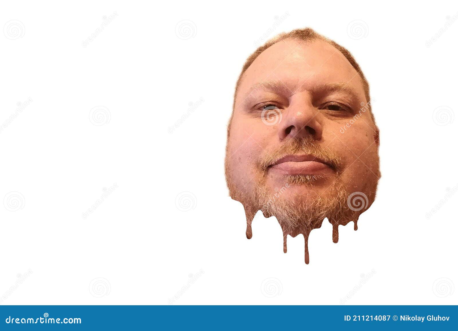 Face of Man with Red Beard and Bald Patches. Copy Space. View from ...