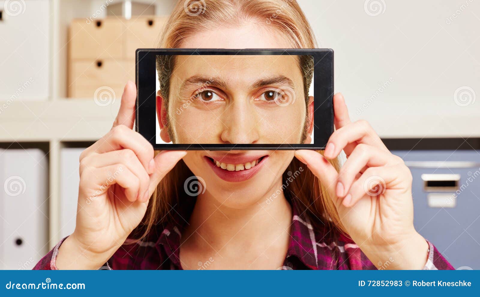 Face of a Man on a Smartphone Stock Image - Image of communication ...